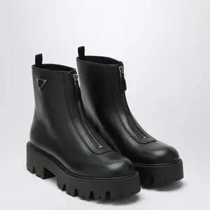 Prada Leather Zip-up Ankle Boots