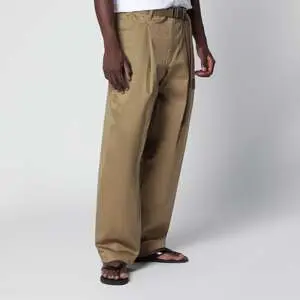 Sacai Cotton Twill Wide Leg Trousers With Belt