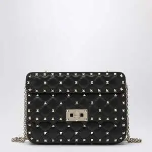 Valentino Garavani Mini Rockstud Spike Top Handle Bag In Leather - Black
