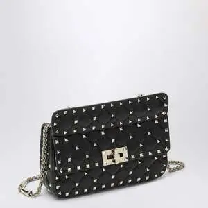 Valentino Garavani Mini Rockstud Spike Top Handle Bag In Leather - Black