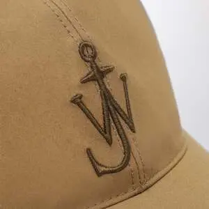 JW Anderson Baseball Cap In Waxed Cotton With Anchor Embroidery - Beige