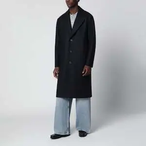 Harris Wharf London Dark Single-breasted Wool Coat - Blue
