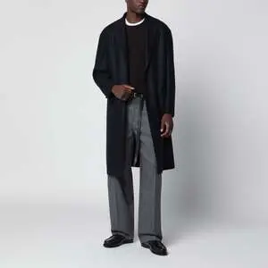 Harris Wharf London Navy Single-breasted Wool Coat