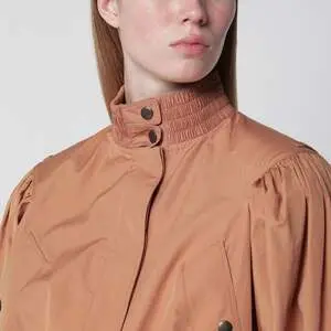 Chloé Ruched Cropped Cotton Poplin Jacket - Brown