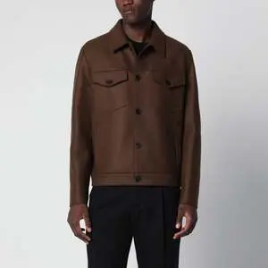 Harris Wharf London Wool Overshirt Jacket - Brown