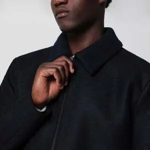 Harris Wharf London Navy Wool Zip-up Jacket