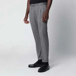 PT TORINO Tailored Slim-fit Trousers With Micro Herringbone Pattern