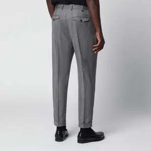 PT TORINO Tailored Slim-fit Trousers With Micro Herringbone Pattern