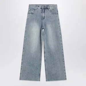 DOUUOD Stone-washed Wide-leg Jeans - Blue