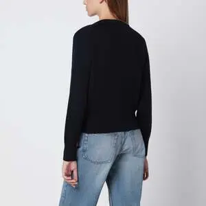 AMI Paris Navy De Coeur Wool Cardigan