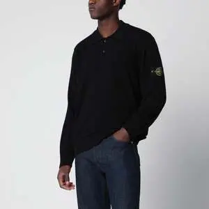 Stone Island Wool Polo Sweater - Black