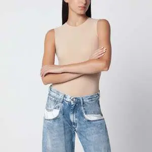 MAISON MARGIELA Nude Bodysuit In Stretch Technical Jersey - Beige
