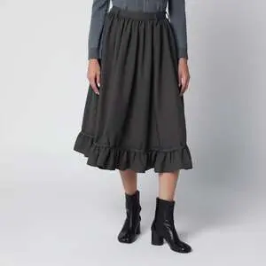 MAISON MARGIELA Midi Skirt With Ruffled Flounce Hem - Grey