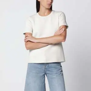 Max Mara Cotton-blend T-shirt With Embroidered Logo Detail - Beige