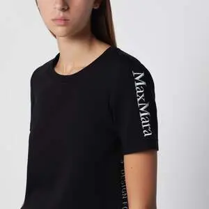 Max Mara Cotton-blend T-shirt With Embroidered Logo Detail - Black