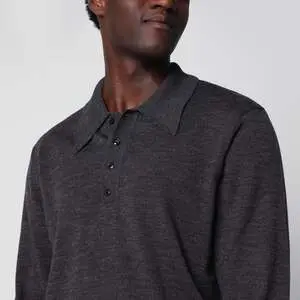 LEMAIRE Grey Long-sleeve Wool Polo Shirt