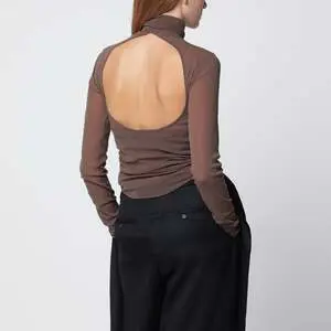 LEMAIRE Cocoa Ballerina Jersey Top With Scarf - Brown