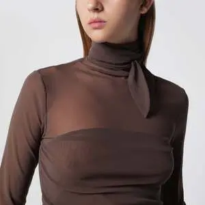 LEMAIRE Cocoa Ballerina Jersey Top With Scarf - Brown