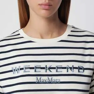 Max Mara Striped Cotton Jersey T-shirt With Embroidered Logo