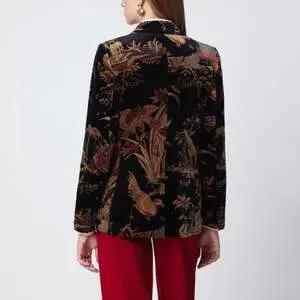 Etro Printed Double-breasted Velvet Jacket