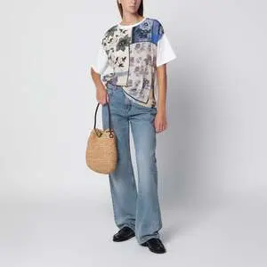 Max Mara T-shirt In Printed Silk And Stretch Cotton Jersey