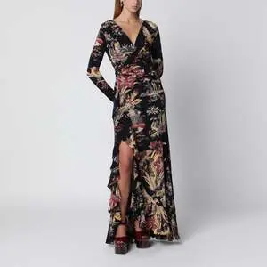 Etro Printed Wrap Jersey Maxi Dress