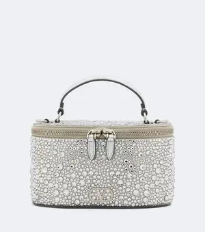 Valentino Garavani Vlogo Small Embellished Vanity Bag - Silver