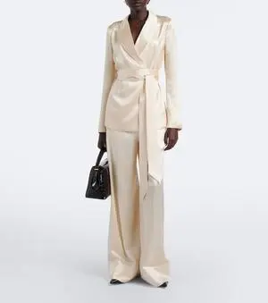 JOSEPH Archer Belted Silk Satin Jacket