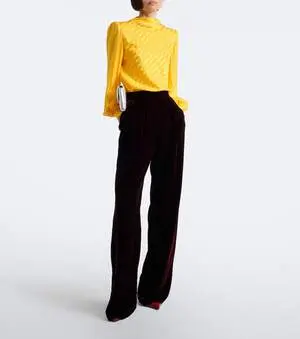 Valentino Garavani Vlogo Striped Silk Jacquard Blouse
