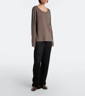 THE ROW Stella Shearling-trimmed Leather Ballet Flats