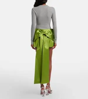 SELF-PORTRAIT Belted Bow-detail Satin Miniskirt