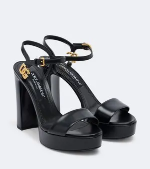 Dolce & Gabbana Dg Leather Platform Sandals - Black