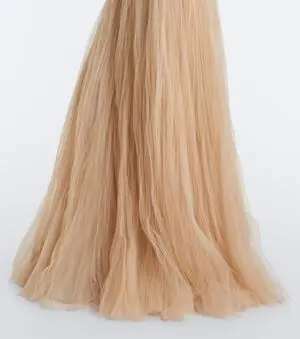 MARMAR HALIM Embroidered Pleated Tulle Gown