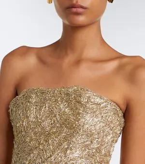 MARMAR HALIM Embroidered Pleated Tulle Gown
