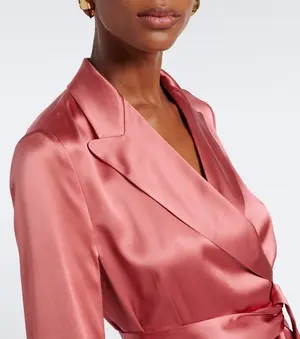 JOSEPH Archer Belted Silk Satin Jacket