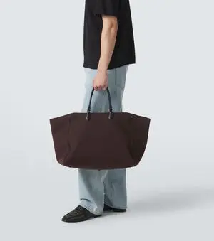 THE ROW Timo Leather-trimmed Canvas Tote Bag