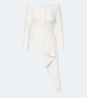Roland Mouret Asymmetric Off-shoulder Crepe Jacket - White