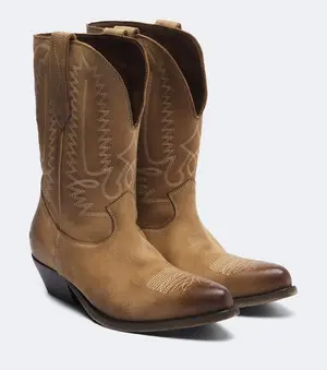 GOLDEN GOOSE Wish Star Leather Cowboy Boots - Beige