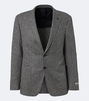 Canali Herringbone Wool And Cashmere Blazer - Grey