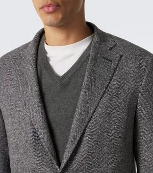 Canali Herringbone Wool And Cashmere Blazer