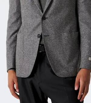 Canali Herringbone Wool And Cashmere Blazer