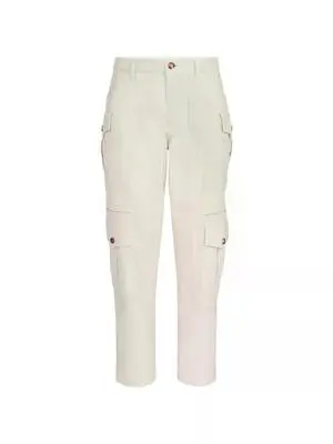 Brunello Cucinelli Peached Cotton Gabardine Explorer Trousers - White