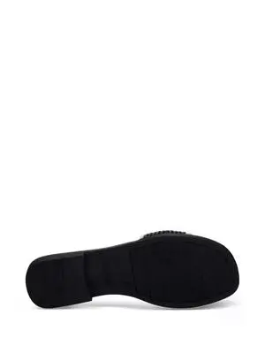 Just Cavalli Logo-embroidered Raffia-effect Flat Sandals - Black