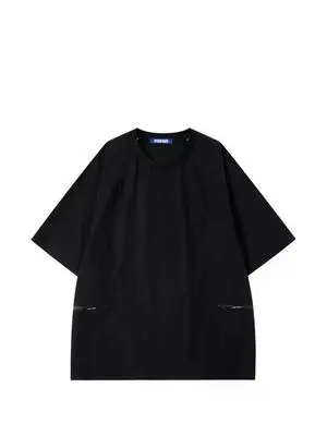 SPOONYARD Raglan-sleeve Zip-pocket T-shirt - Black