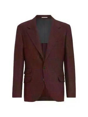 Brunello Cucinelli Cashmere Prince Of Wales Deconstructed Cavallo Blazer - Red
