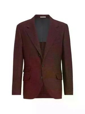 Brunello Cucinelli Cashmere Prince Of Wales Deconstructed Cavallo Blazer - Red