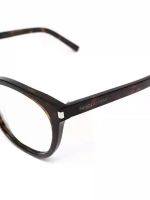 Saint Laurent Tortoise Shell Round Frame Glasses