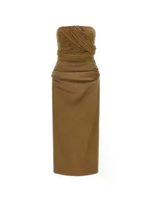 Magda Butrym Draped Strapless Midi Dress