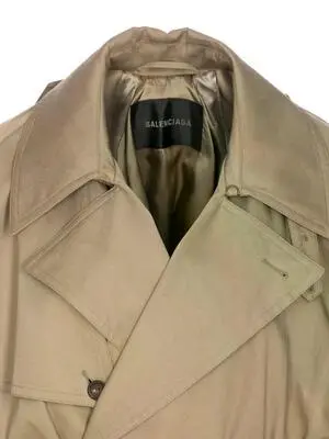 Balenciaga Draped-neck Double-breasted Trench Coat