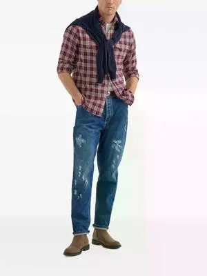 Brunello Cucinelli Cotton And Lyocell Tartan Flannel Western Shirt - Red